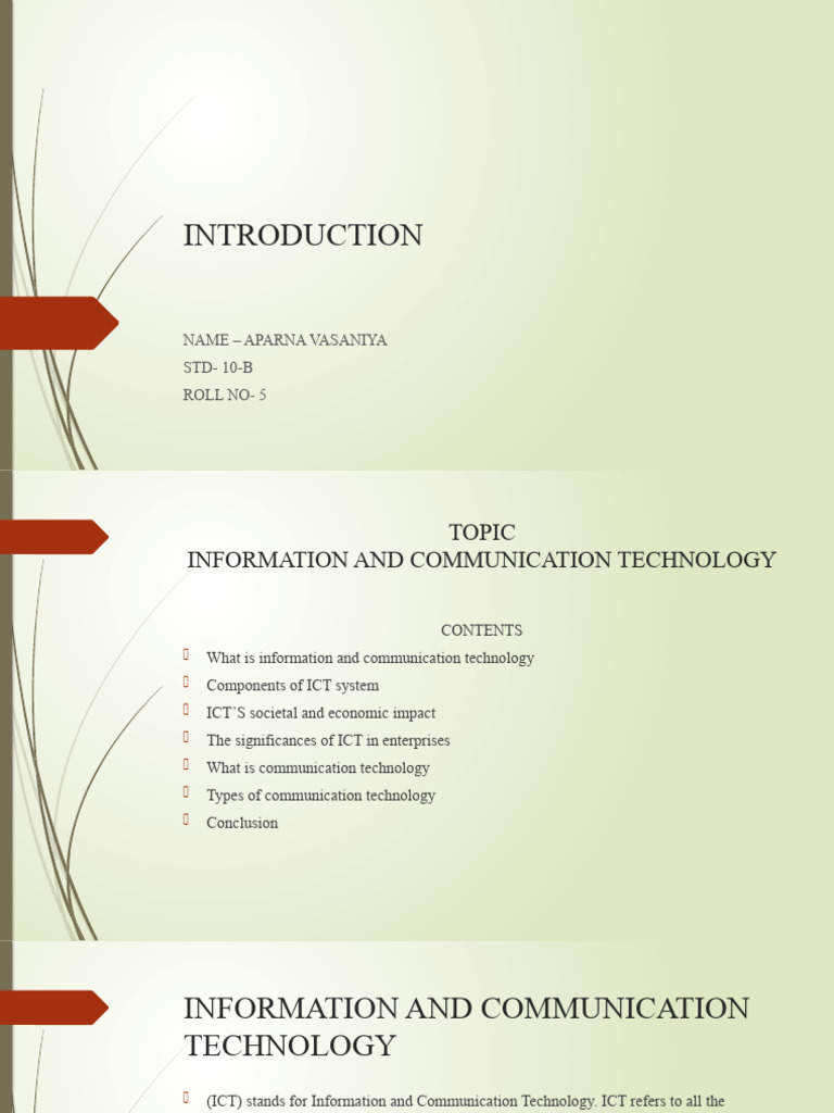 ICT Presentation by Aparna Vasaniya | PDF | Information And ...