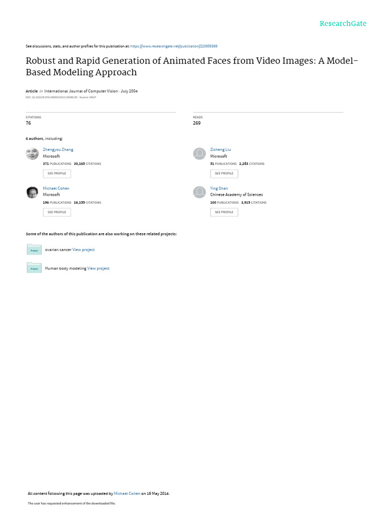 Robust and Rapid Generation of Animated Faces From | PDF | Games ...