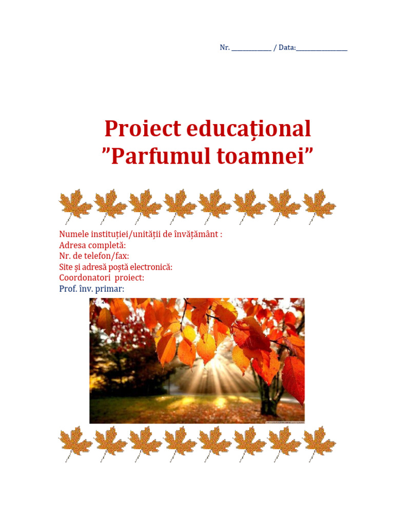 Proiect Tematic Parfumul Toamnei | PDF