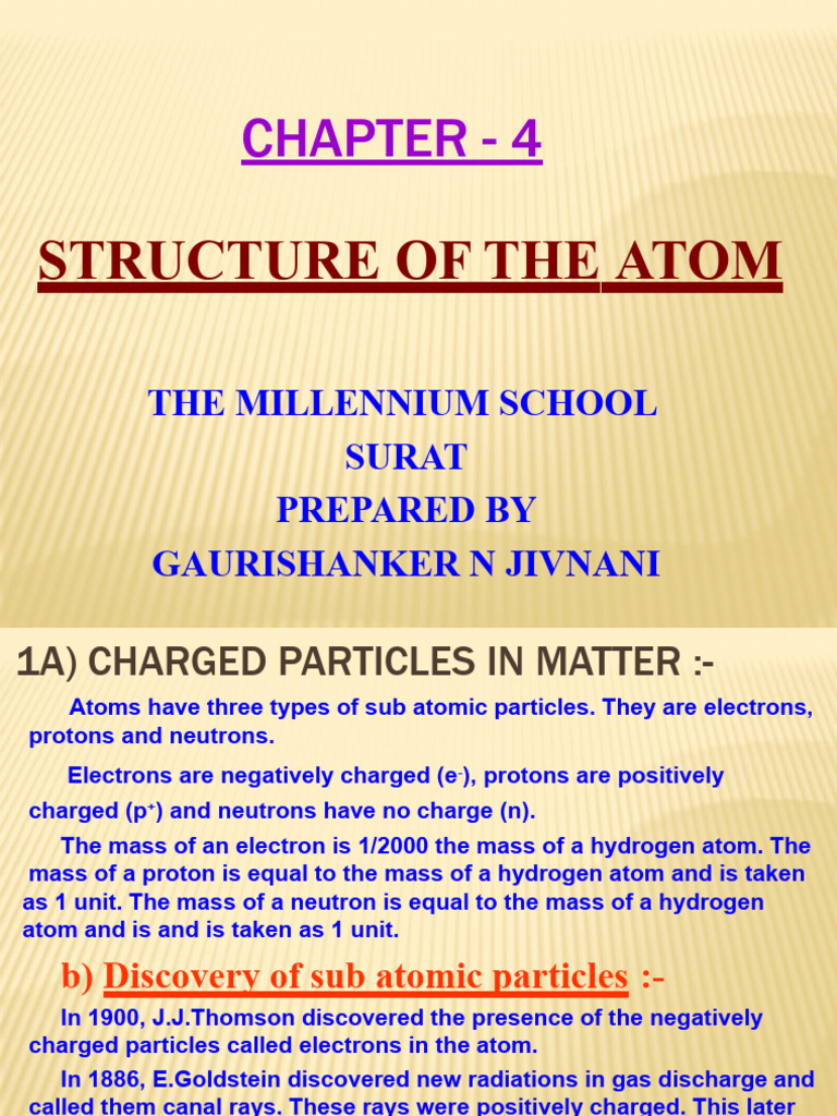 Structure of Atom | PDF | Atoms | Atomic Nucleus