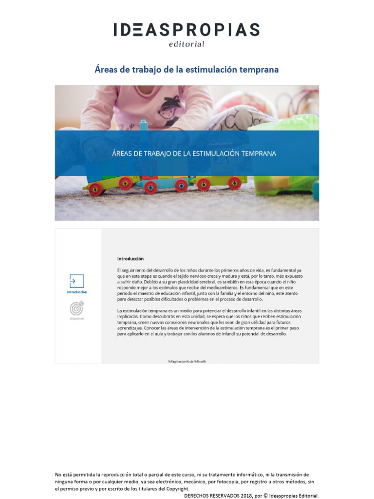 UD5-Areas de Trabajo de La Estimulacion Temprana | PDF | Derechos de autor | Procesamiento de ...