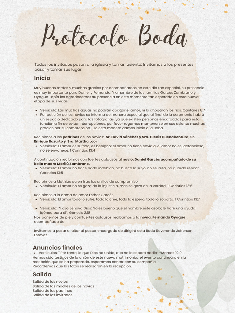 Protocolo Boda | PDF