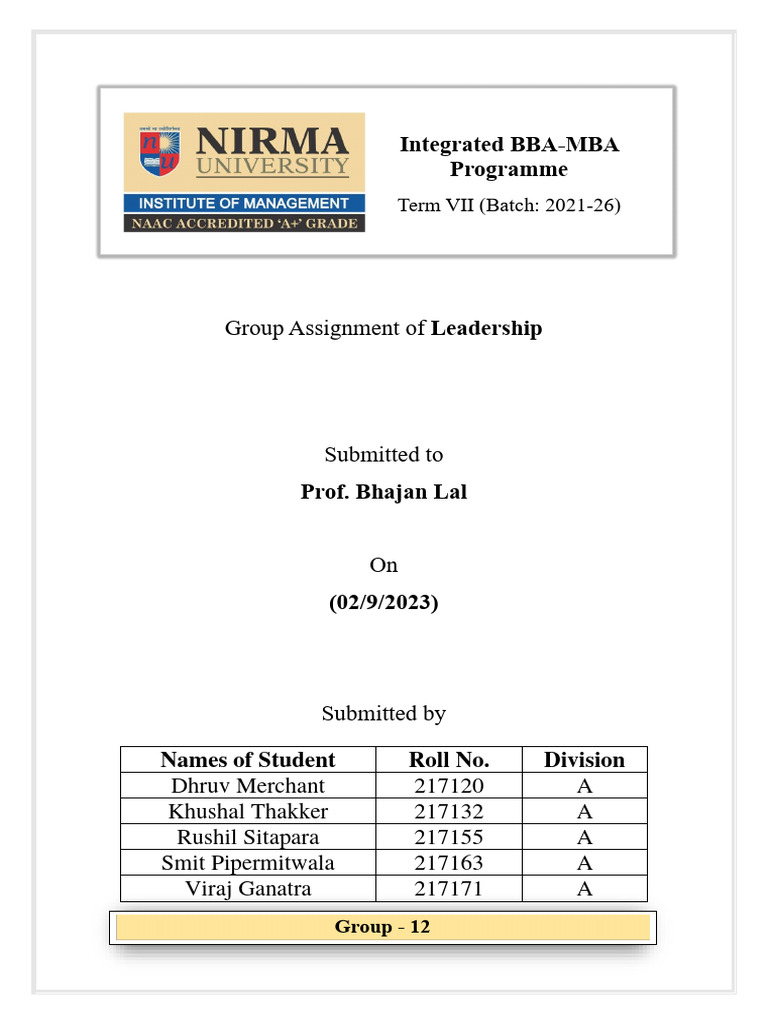 Group 12 - LS - Group Assignment | PDF | Career & Growth | Politics