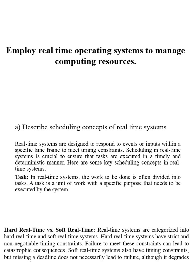 Employ Real Time Operating Systems To Manage Computing Resources | PDF | Real Time Computing ...