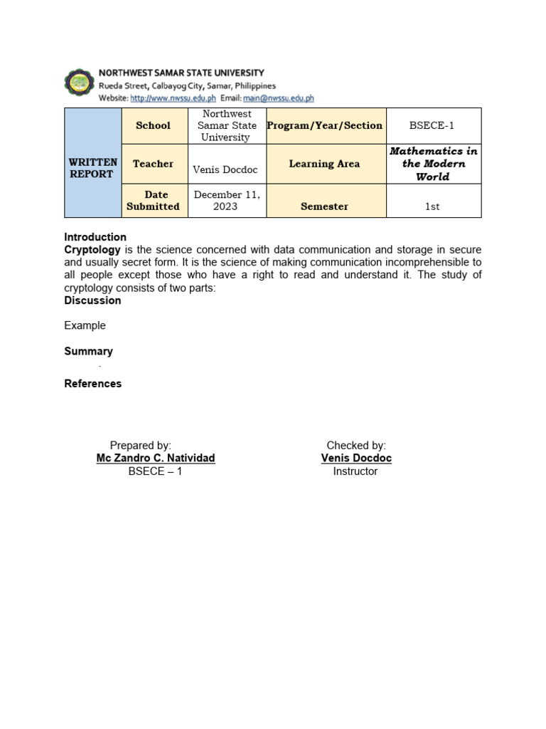Written-Report-In-Ge - 4-MMW # | PDF