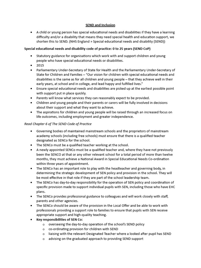 SEND and Inclusion | PDF | Learning Disability | Special Education