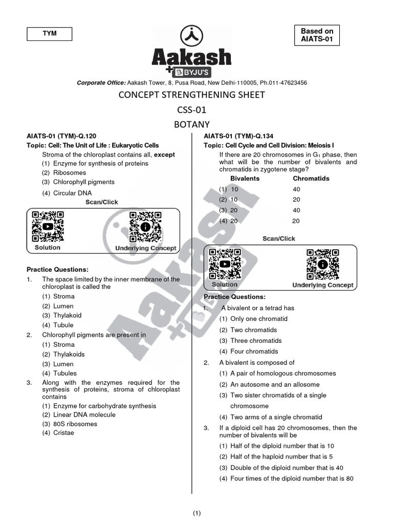 Concept Strengthening Sheet (CSS-01) Based on AIATS-01 (TYM)_Botany ... Concept Strengthening Sheet (CSS-01) Based on AIATS-01 (TYM)_Botany ...