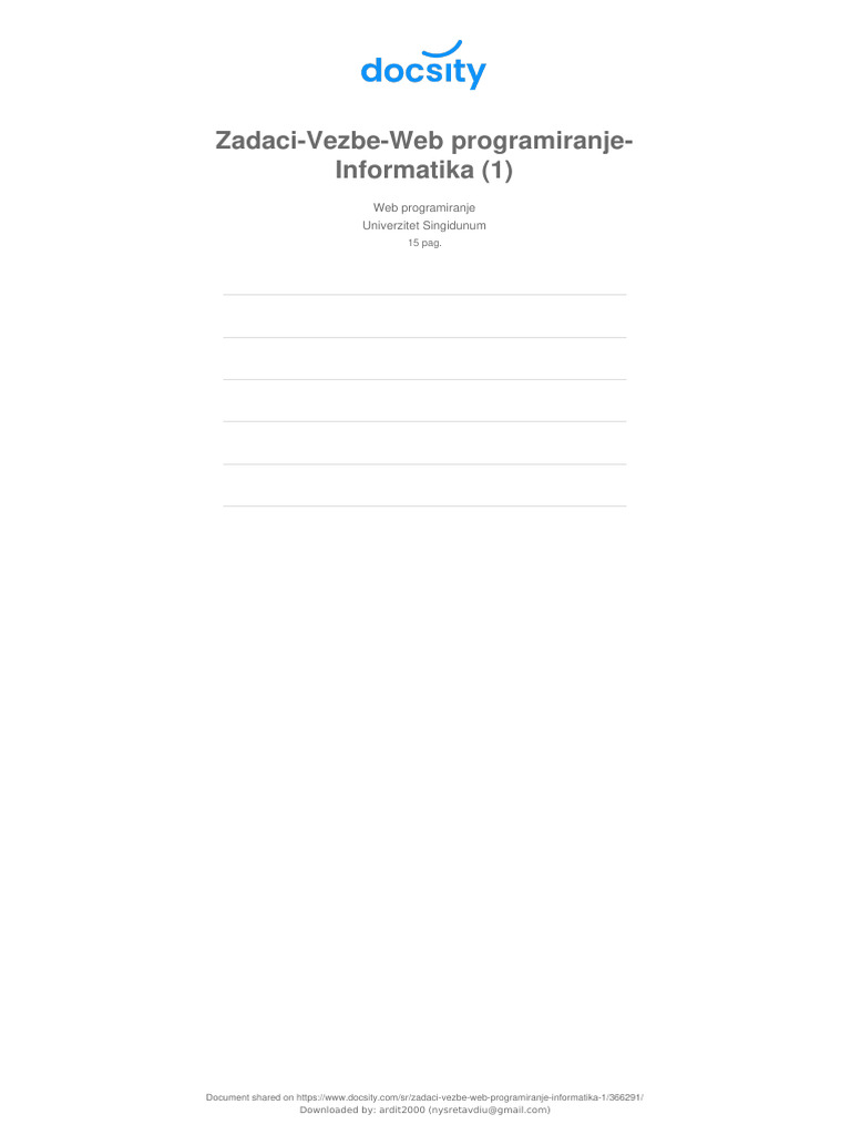 Docsity Zadaci Vezbe Web Programiranje Informatika 1 | PDF