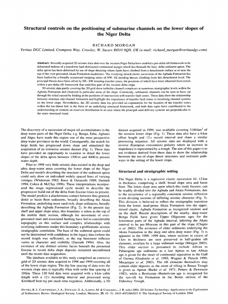 Submarine Channel Formation in Niger Delta | PDF | Fault (Geology) | Earth Sciences