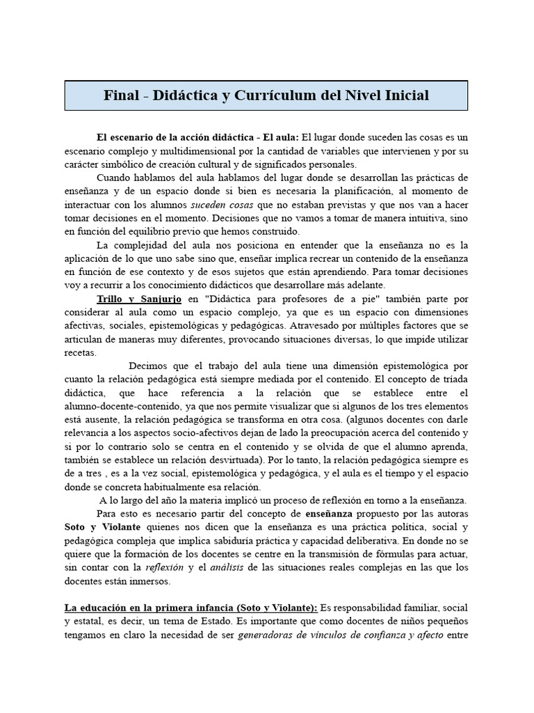 FINAL Didáctica y Currículum. 2año Educación Inicial. Universidad | PDF ...