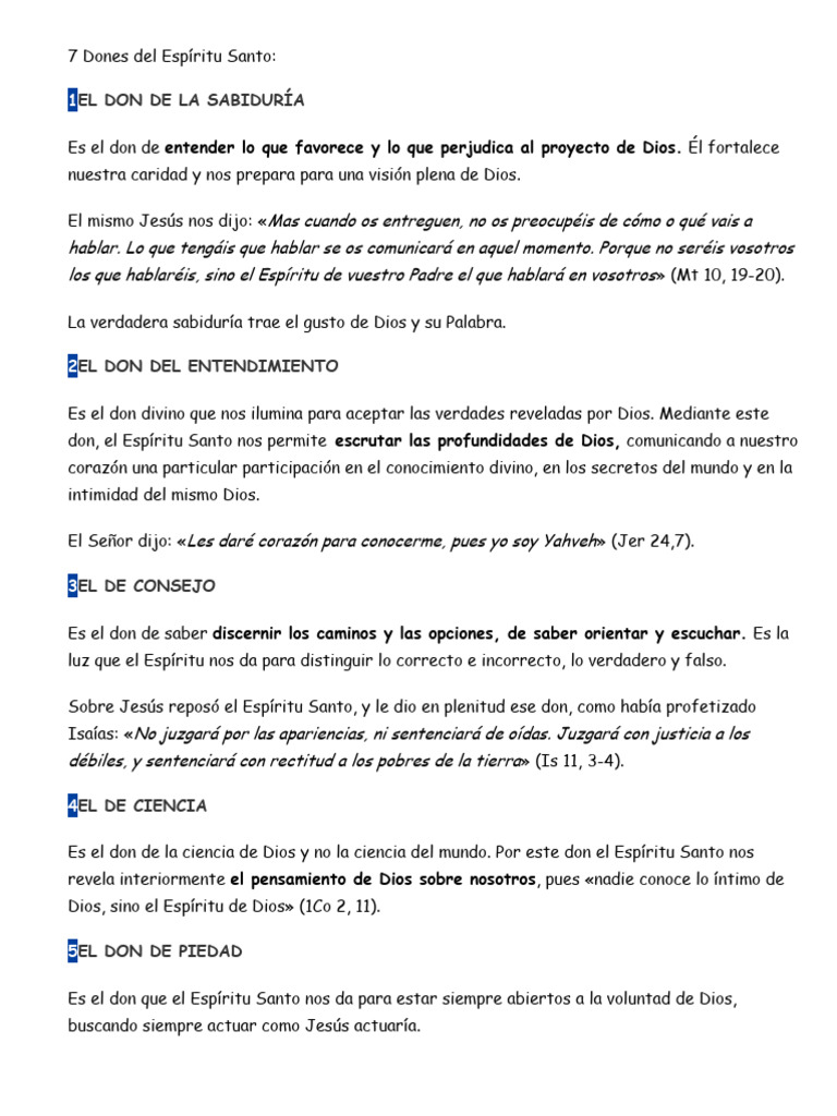 7 Dones Del Espíritu Santo | PDF | Derecho | Religión y espiritualidad