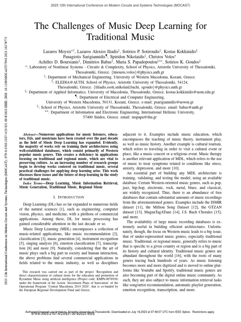 The Challenges of Music Deep Learning For Traditional Music | Download Free PDF | Deep Learning ...