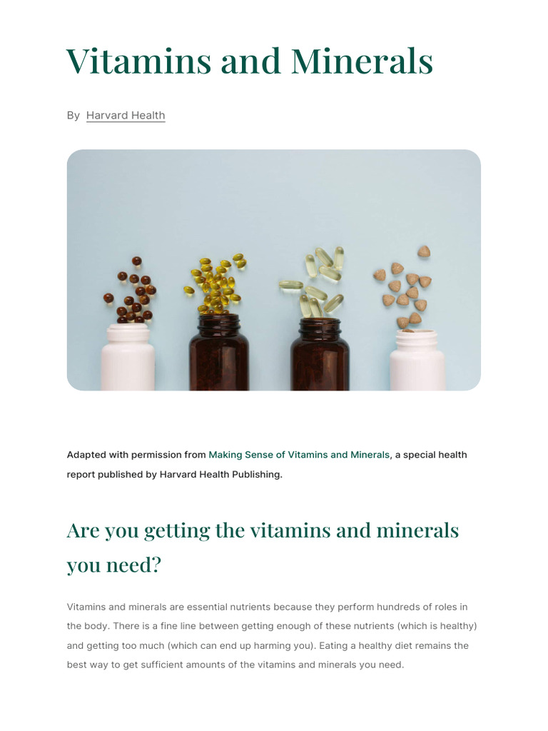 Understanding Vitamins and Minerals | PDF
