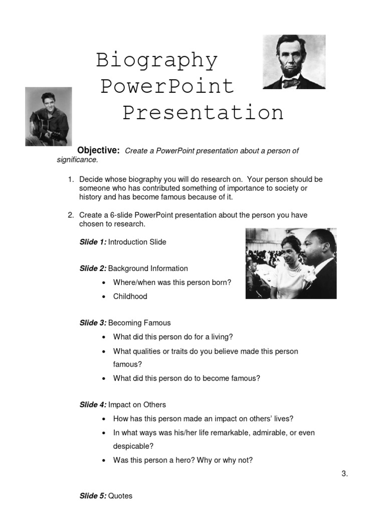 Biography Powerpoint Project | PDF | Career & Growth