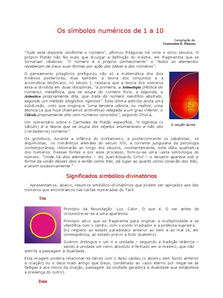 Os Símbolos Numéricos de 1 A 10 | PDF | Cabala | Tarô