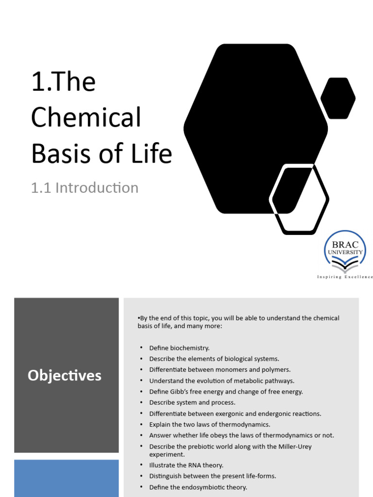 BCH101 - L1 - The Chemical Basis of Life | PDF | Metabolic Pathway ...