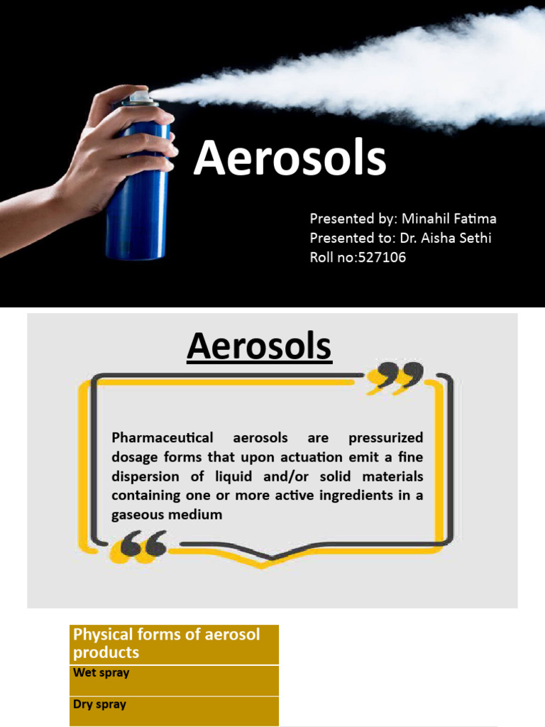 Aerosol Presentation 1 | PDF | Propellant | Chlorofluorocarbon