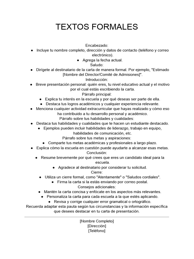 Carta Formal de Solicitud Educativa | PDF | Desarrollo personal