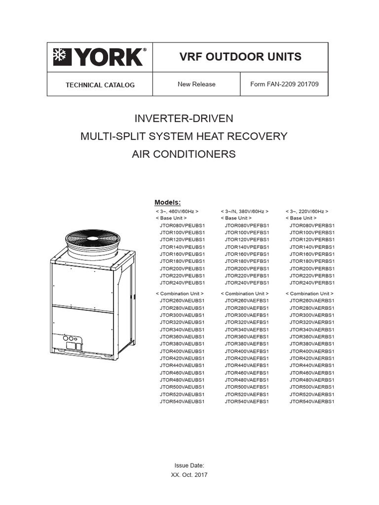York Vrf Odu _ Jtor(080-960) _ Technical Catalog _ Fan-2209 201709 ...