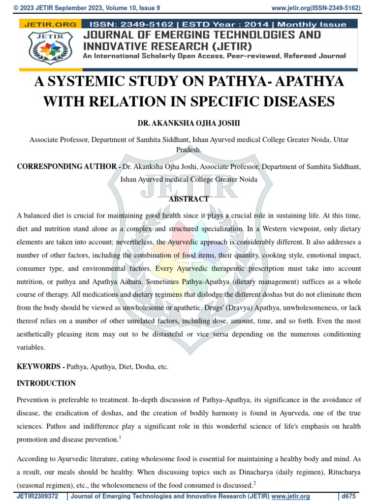 Ayurvedic Diets: Pathya-Apathya Guide | PDF | Ayurveda