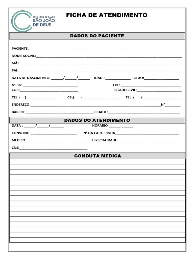 FICHA DE ATENDIMENTO CSSJD Atualizada | PDF | Finanças e Administração ...