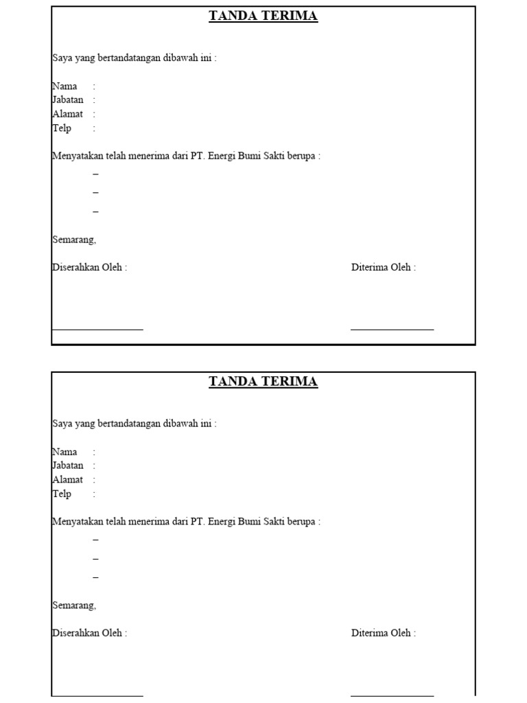 form tanda terima | PDF