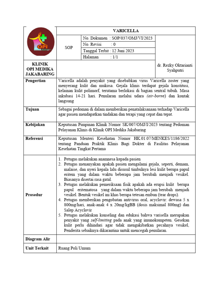 Sop Varicella | PDF