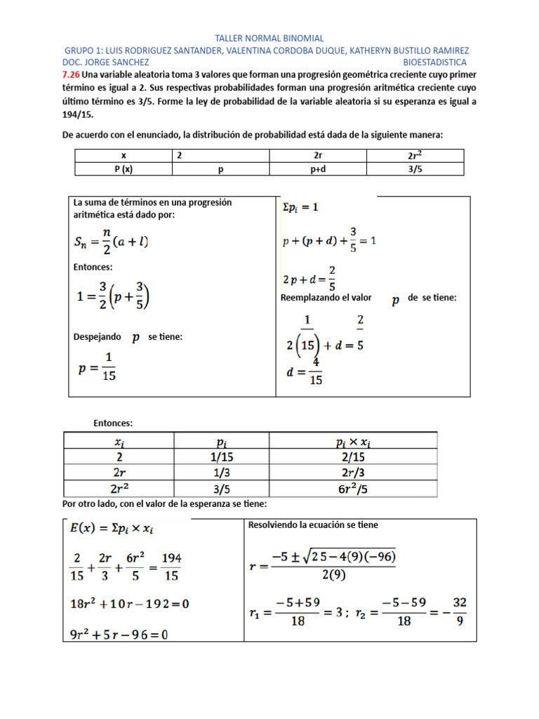 Taller Normal Binomial | PDF