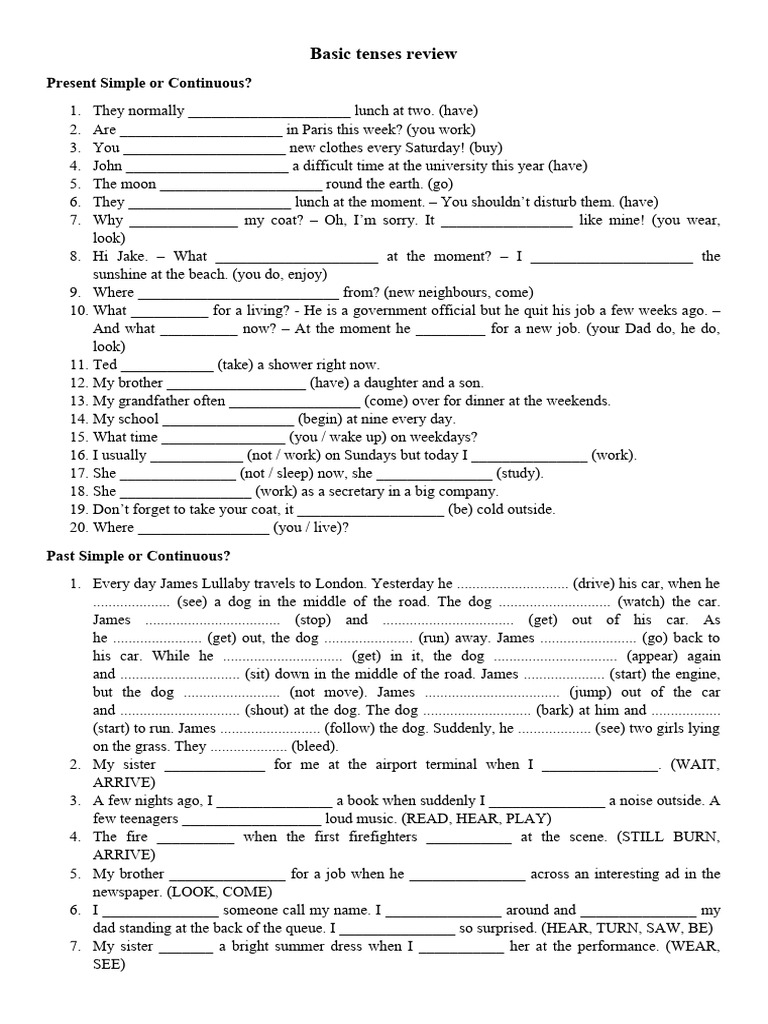 Basic Tenses Review | PDF