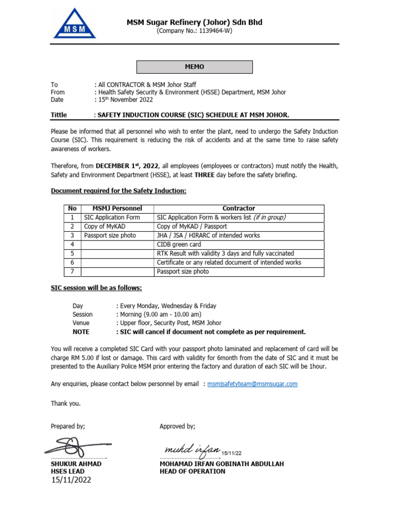 MEMO Safety Induction Nov 2022 | PDF | Viral Respiratory Tract ...