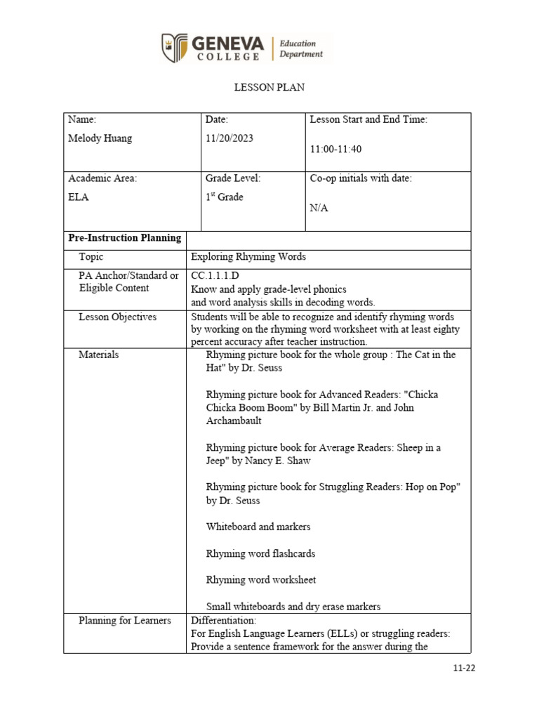 teaching of reading lesson plan | PDF | Learning | Human Communication