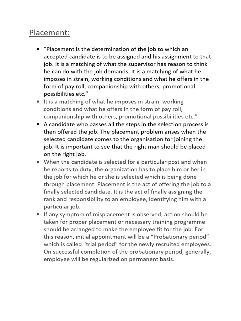 Placement and Induction | PDF | Employment | Psychology