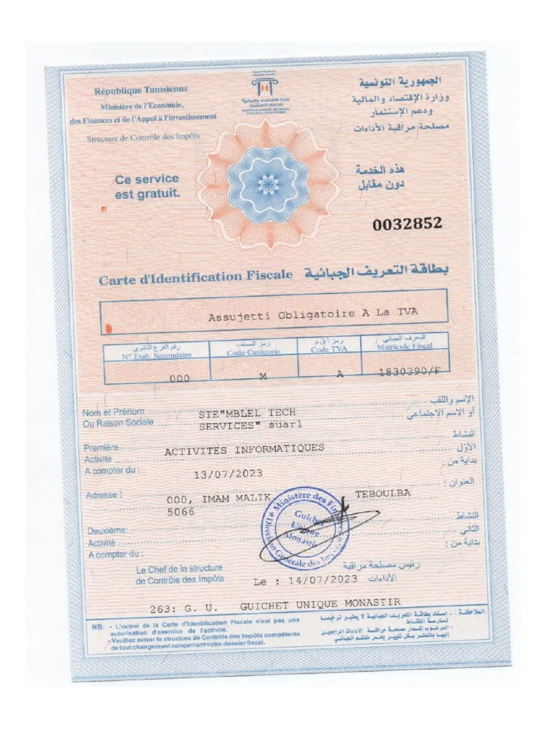 Carte_identification_fiscale | PDF