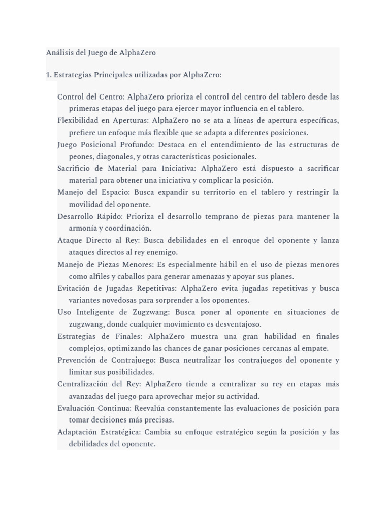 Análisis Del Juego de AlphaZero | PDF