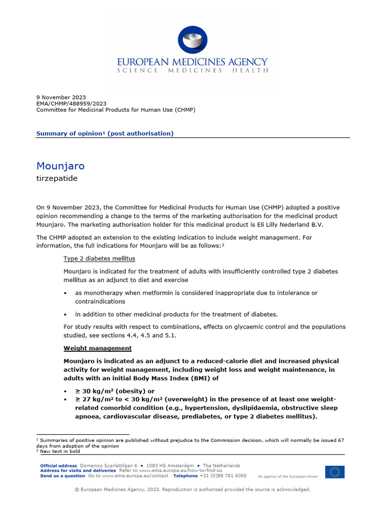 CHMP Post Authorisation Summary Positive Opinion Mounjaro II 07 - en ...