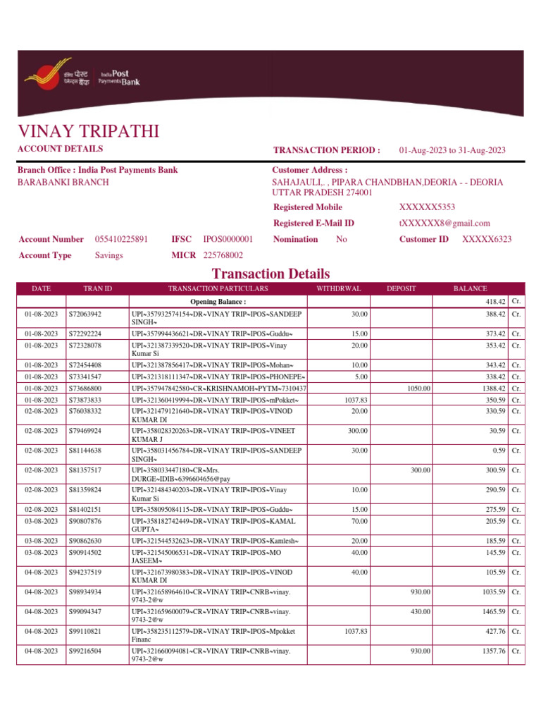 AccountStatement Report 6038196323 31102023 21 34 | PDF | Mobile App | Banks