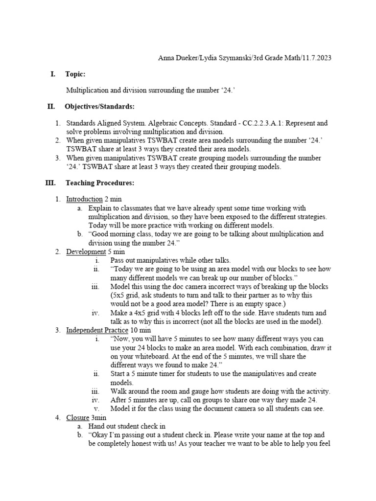 Manipulative Lesson | PDF | Cognition | Learning