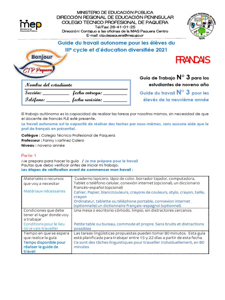 GTA #3 Francés Noveno FMC 2021. | PDF