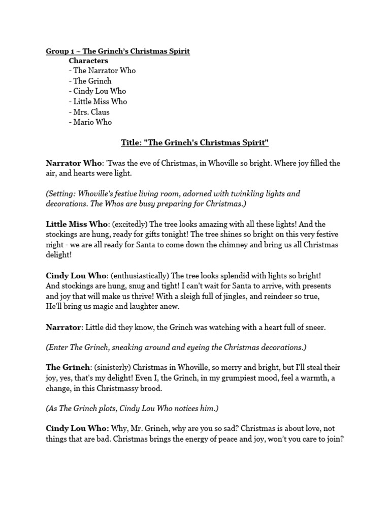 Readers Theatre Groups Scripts - Grade 2 December 2023 No Names | PDF ...