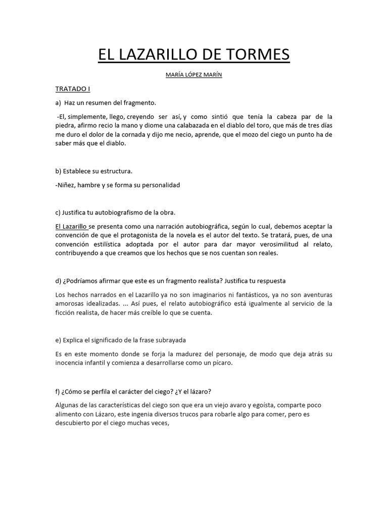 El Lazarillo de Tormes | PDF