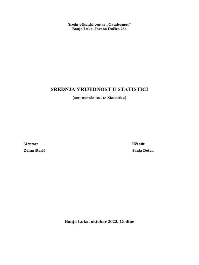 Srednja Vrijednost | PDF