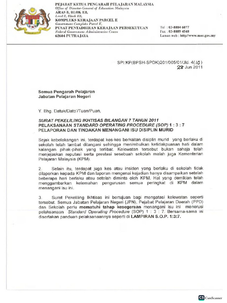 Spi 7 2011 Pelaksanaan Sop 1 3 7 Pelaporan Dan Tindakan Menangani | PDF