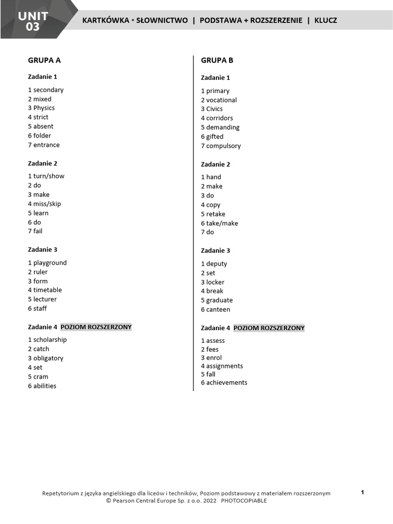 RepetMat U03 Kartk Slow Podst Rozsz Klucz | PDF