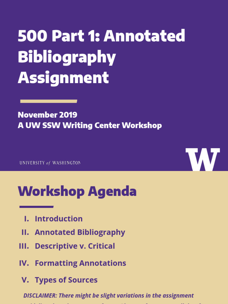 Annotated Bibliography Workshop Guide | PDF | Bibliography | Primary Sources