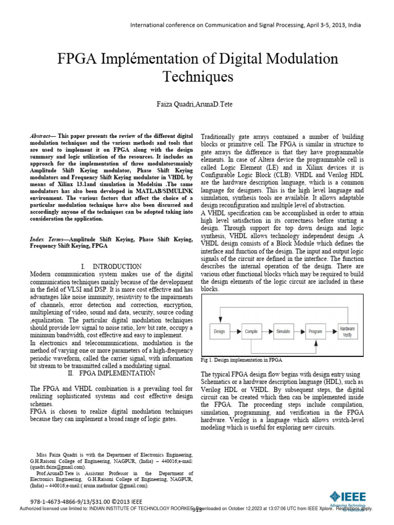 FPGA Implementation of Digital Modulation Techniques | PDF | Modulation ... FPGA Implementation of Digital Modulation Techniques | PDF | Modulation ...