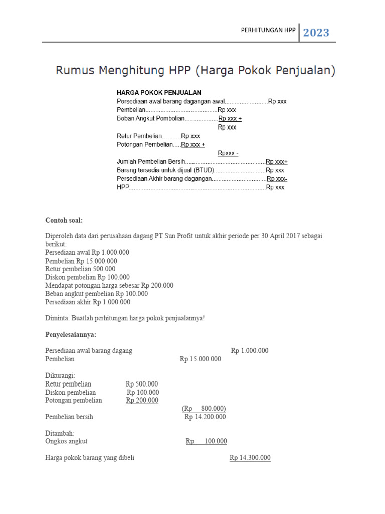 Menghitung HPP Barang Dagangan | PDF