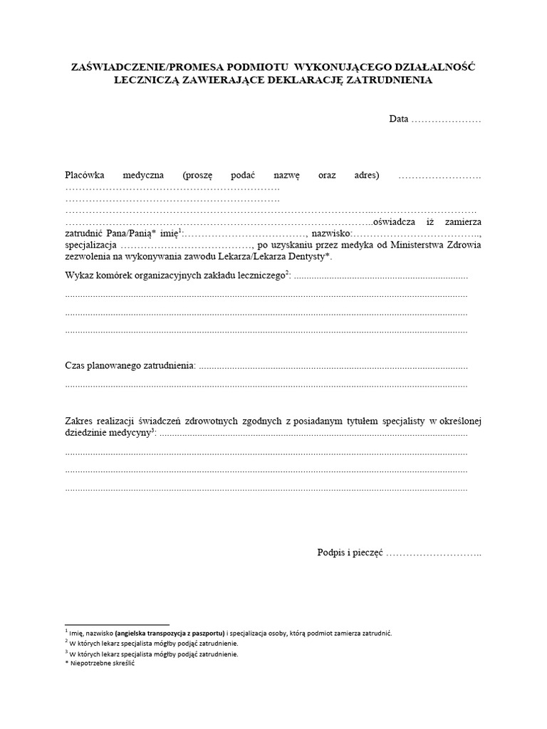 Szablon Zaswiadczenie Promesa | PDF