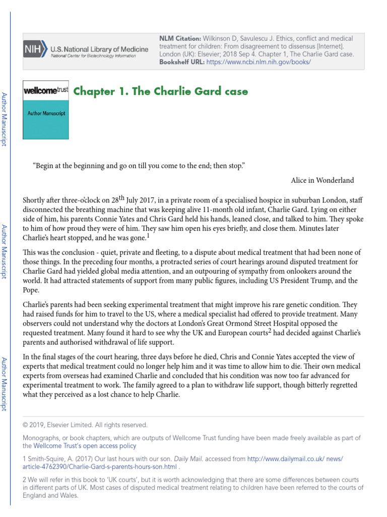 Charlie Gard Ethics, Conflict and Medical Treatment For Children | PDF ...