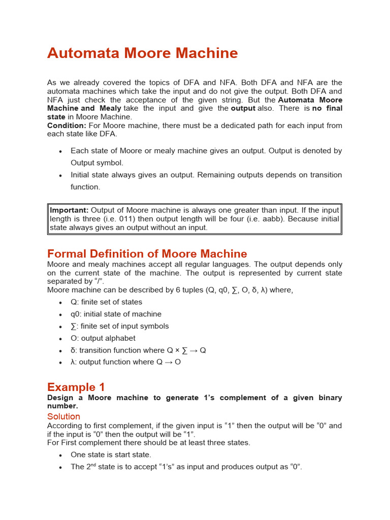 Automata_Moore_MealyMachine | PDF | Mathematical Logic | Formal Methods