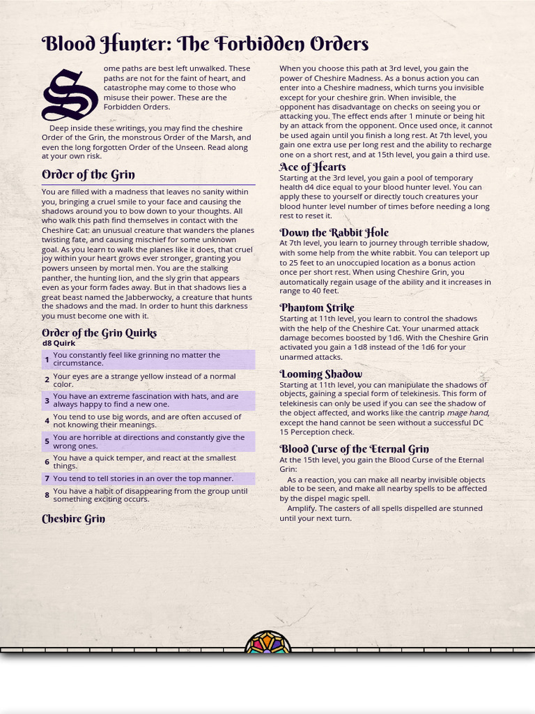 Blood Hunter - The Forbidden Orders - GM Binder | PDF